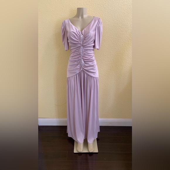 Unknown | Dresses | Vtg Unbranded Short Sleeve Pastel Pink Color Maxi ...